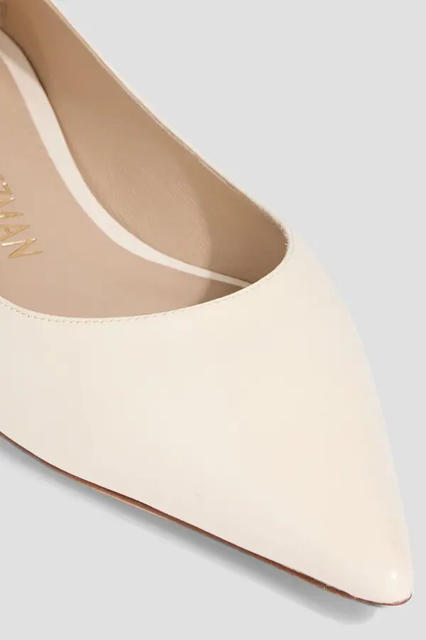 STUART WEITZMAN Emilia Leather Point-toe Flats - Ivory