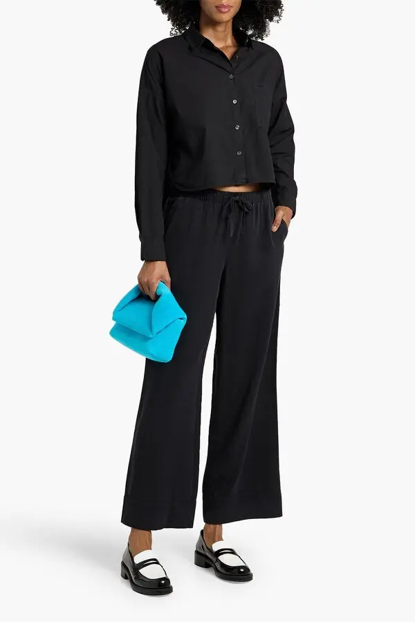 ALEX MILL Gemma Cropped Cotton-poplin Shirt - Black