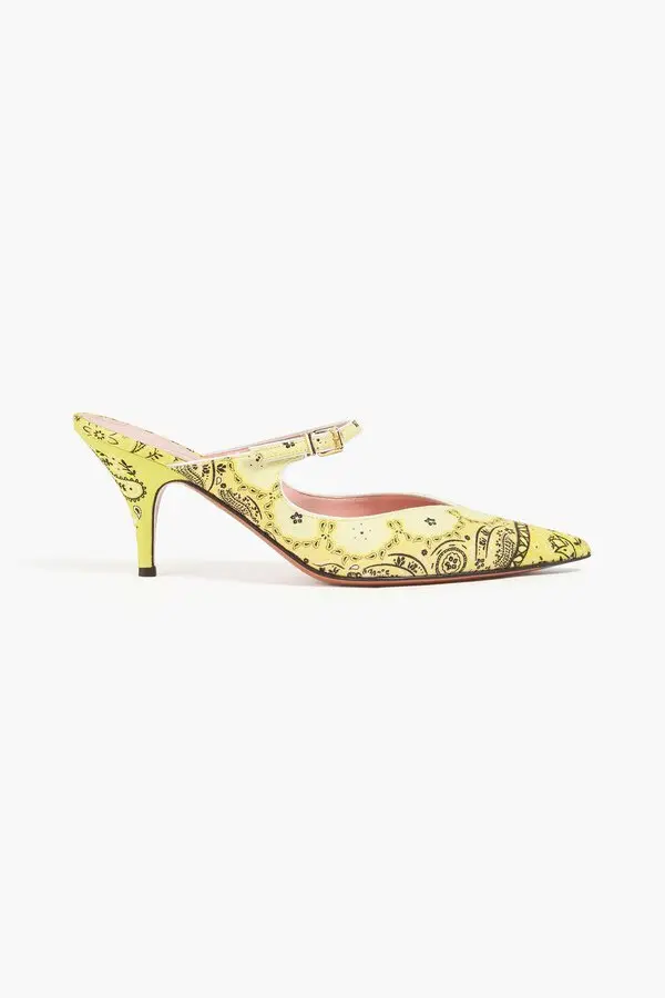 Zimmermann Paisley-print Canvas Mules - Yellow