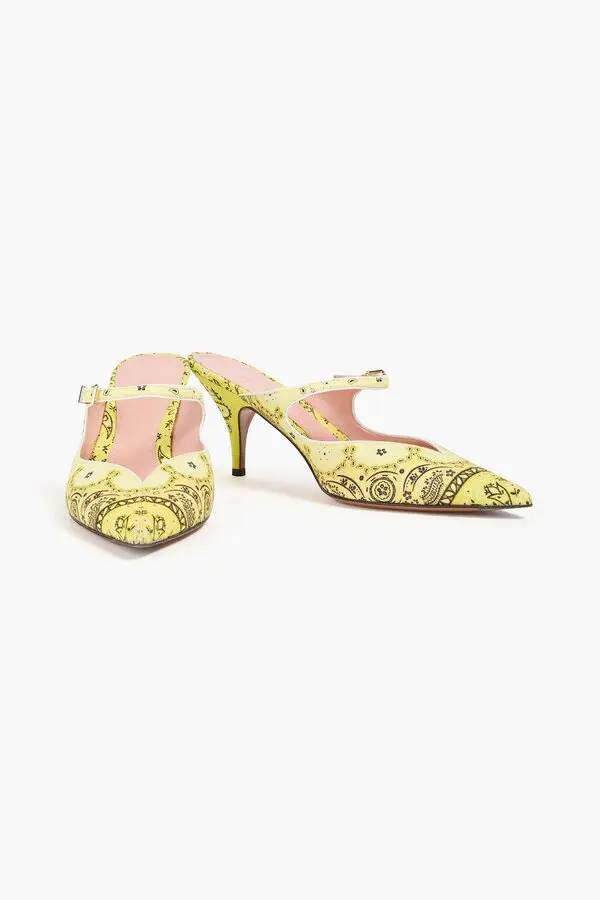 Zimmermann Paisley-print Canvas Mules - Yellow