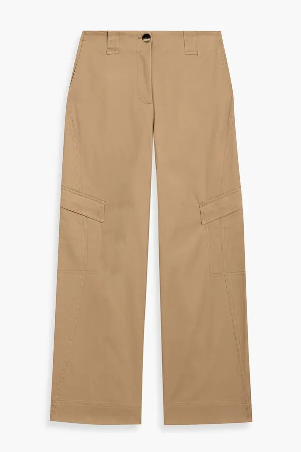GANNI Herringbone Cotton-blend Wide-leg Pants