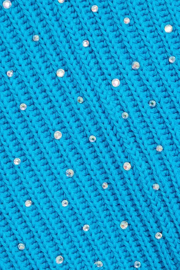 THE SEI Crystal-embellished Ribbed Cotton Sweater
