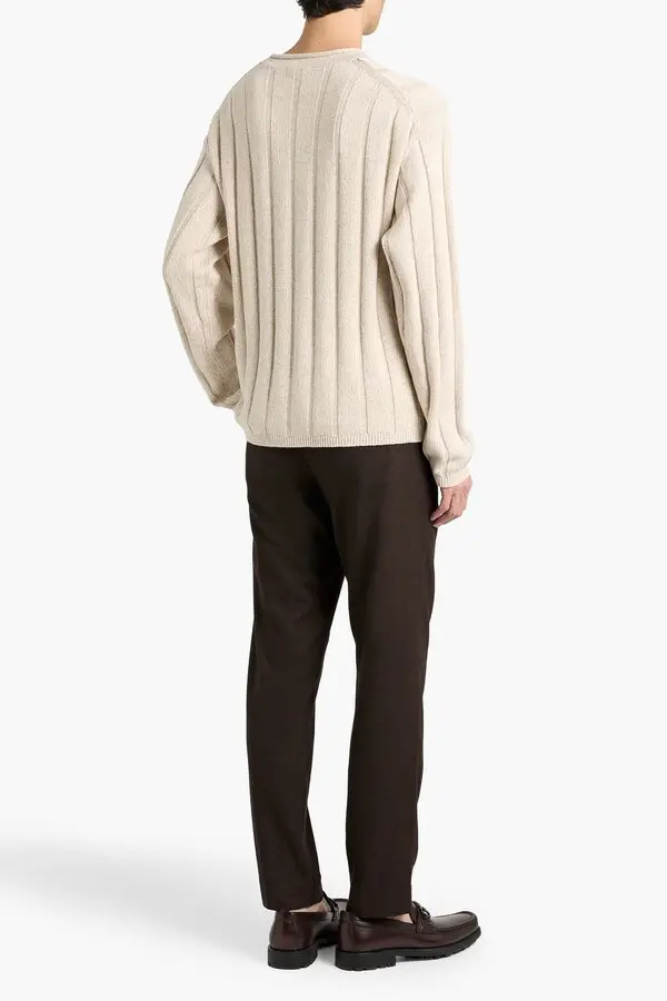 ALEX MILL James Ribbed Cotton And Linen-blend Sweater - Ecru