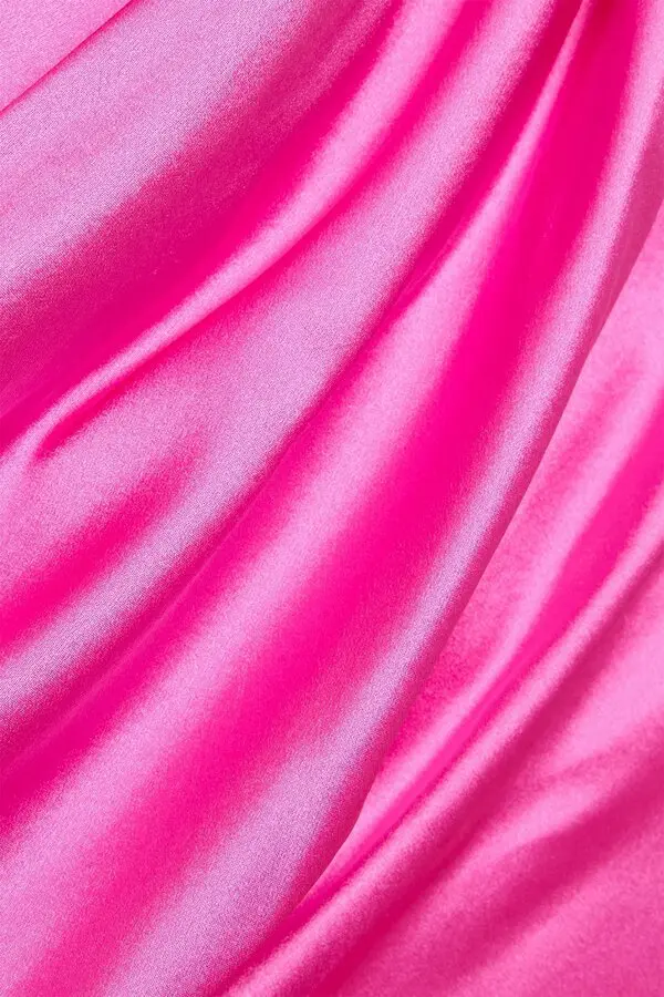 THE SEI One-sleeve Cutout Silk-satin Gown - Bright Pink