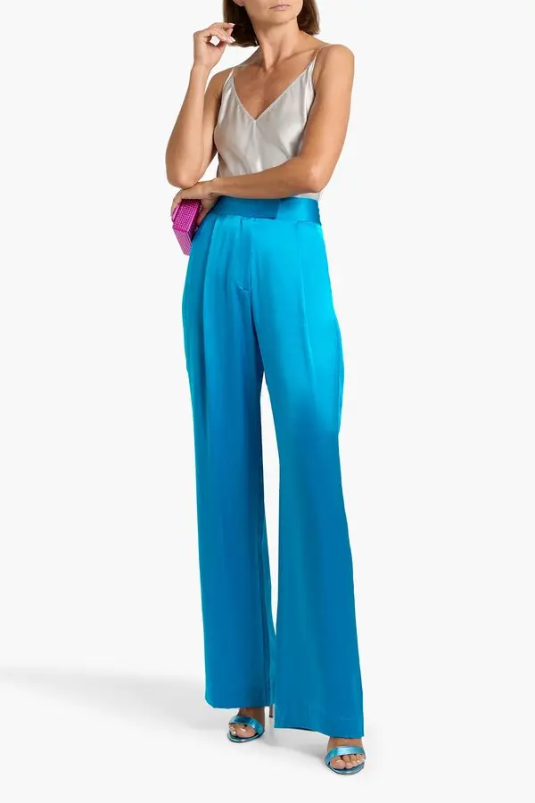 THE SEI Silk-satin Wide-leg Pants - Azure