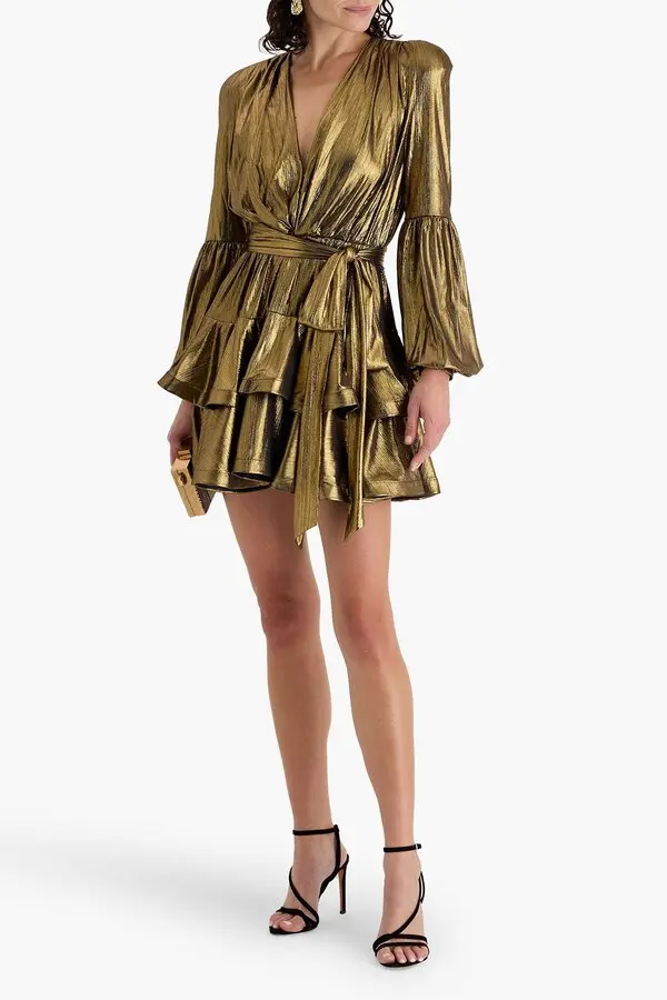 Bronx And Bronco Bedouin Ruffled Lam Mini Dress - Gold