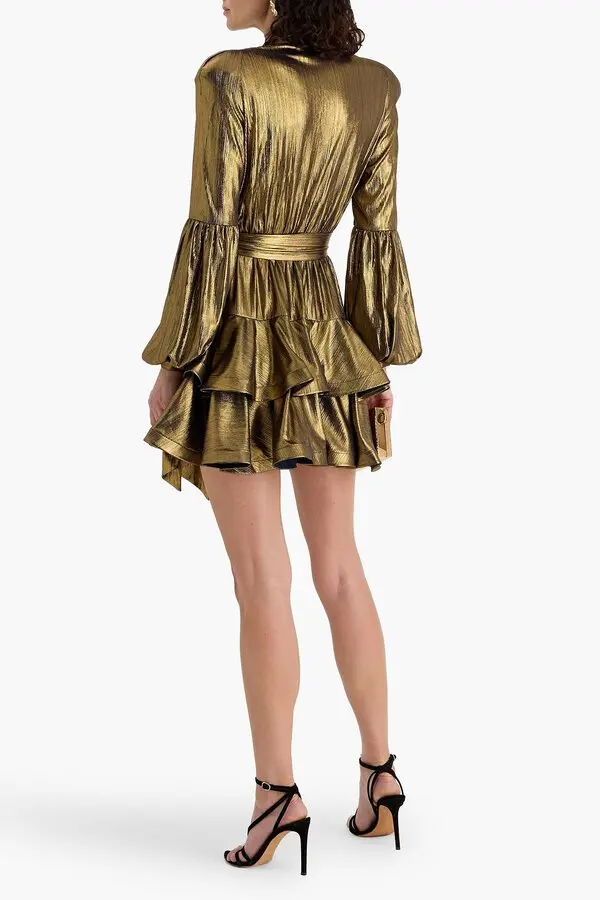BRONX AND BRONCO Bedouin Ruffled Lamé Mini Dress