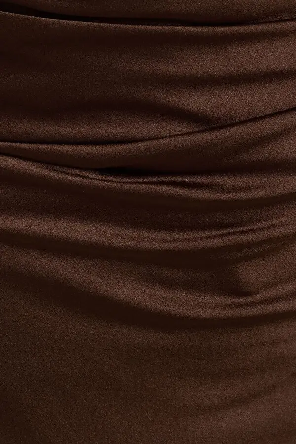 THE SEI One-sleeve Cutout Silk-satin Maxi Dress