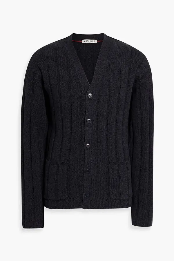 ALEX MILL James Ribbed Cotton And Linen-blend Cardigan - Navy