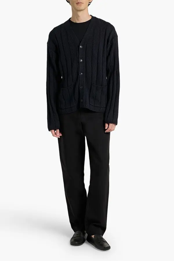 ALEX MILL James Ribbed Cotton And Linen-blend Cardigan - Navy