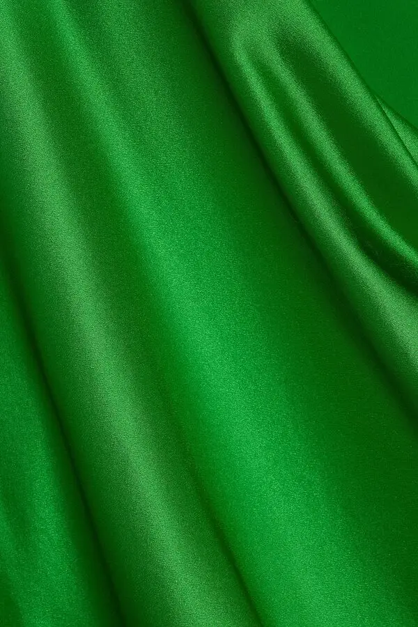 THE SEI One-shoulder Draped Silk-satin Gown - Green