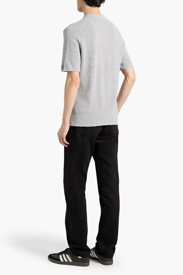 ALEX MILL Jayce Ribbed Cotton And Linenblend Polo Shirt - Light Gray