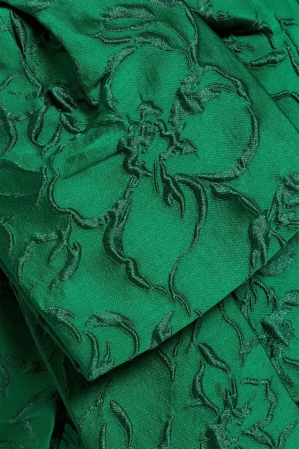 Badgley Mischka Strapless Bow-detailed Cloqué Midi Dress - Emerald