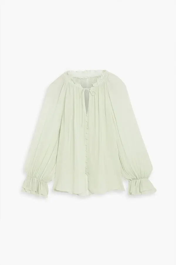 Alice + Olivia Josephine Ruffled Chiffon Blouse - Mint