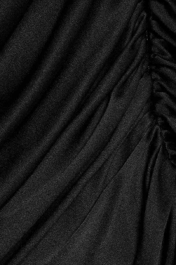 THE SEI One-shoulder Draped Silk-satin Mini Dress - Black