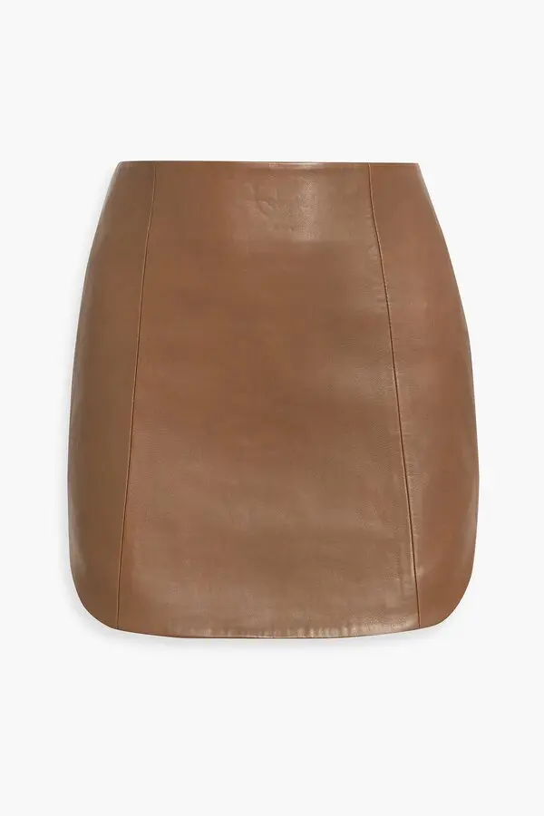 THE SEI Leather Mini Skirt - Brown
