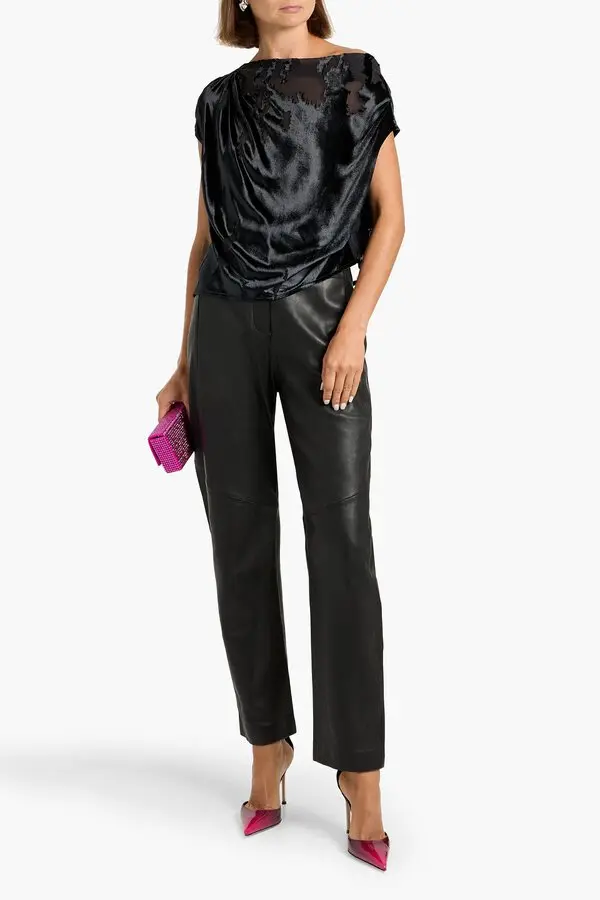 THE SEI Leather Straight-leg Pants