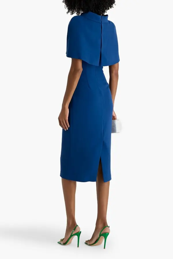 Badgley Mischka Cape-Effect Crepe Midi Dress In Royal Blue - 60% Off |  Editorialist