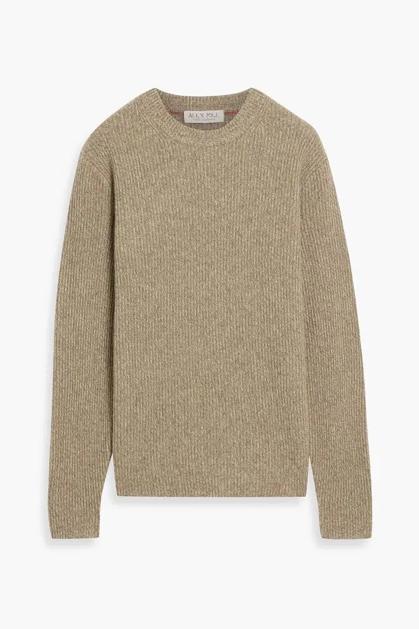 ALEX MILL Jordan Marled Ribbed Cashmere Sweater - Mushroom