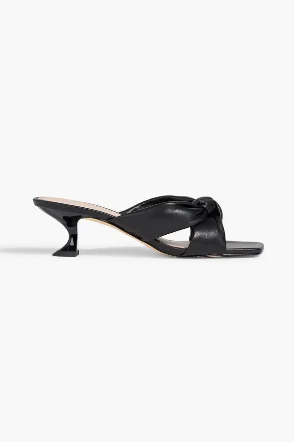 STUART WEITZMAN Playa 50 Knotted Padded Leather Mules - Black