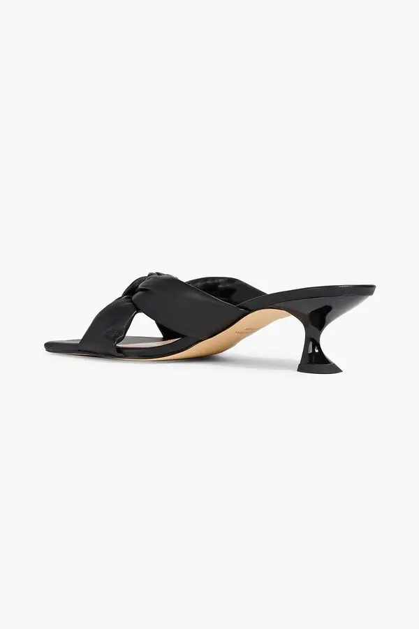 STUART WEITZMAN Playa 50 Knotted Padded Leather Mules - Black
