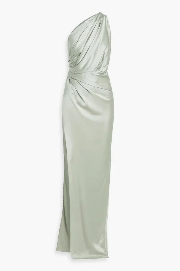 THE SEI One-shoulder Draped Silk-satin Gown