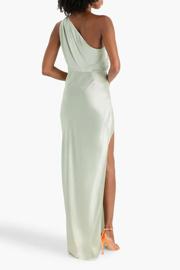THE SEI One-shoulder Draped Silk-satin Gown
