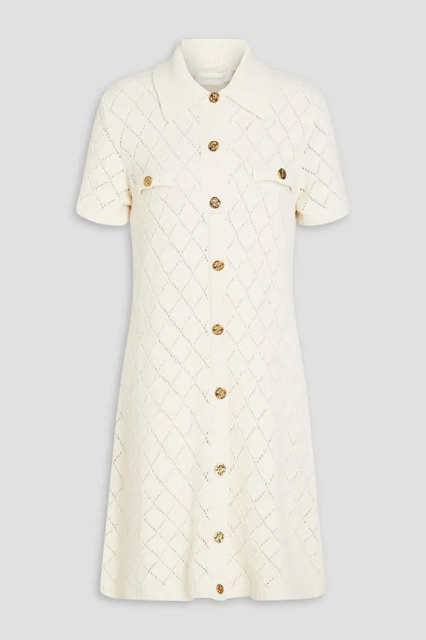 Zimmermann Pointelle-knit Mini Shirt Dress