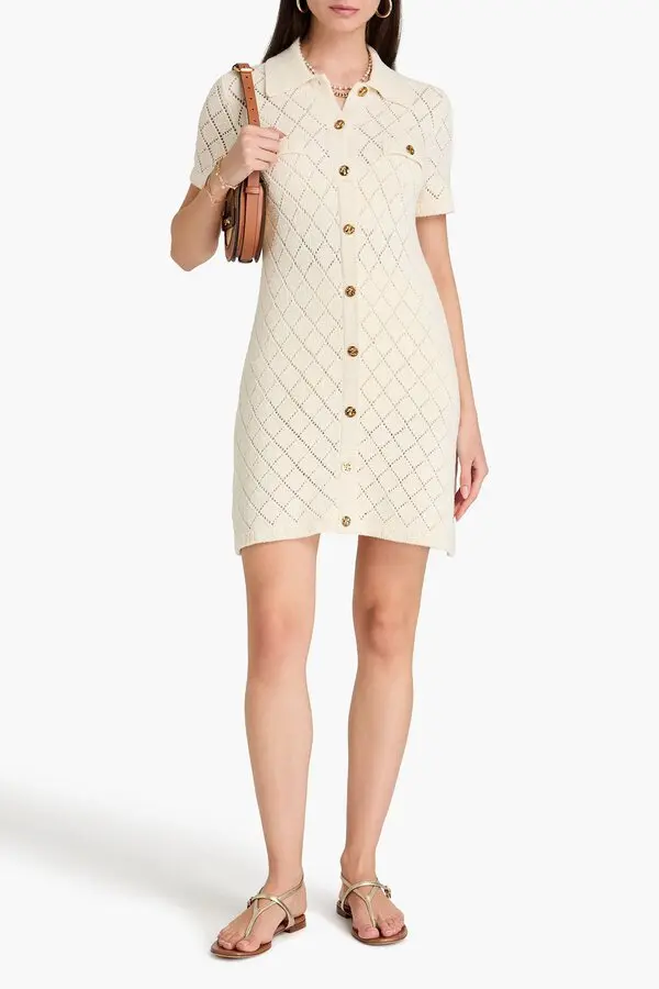 Zimmermann Pointelle-knit Mini Shirt Dress