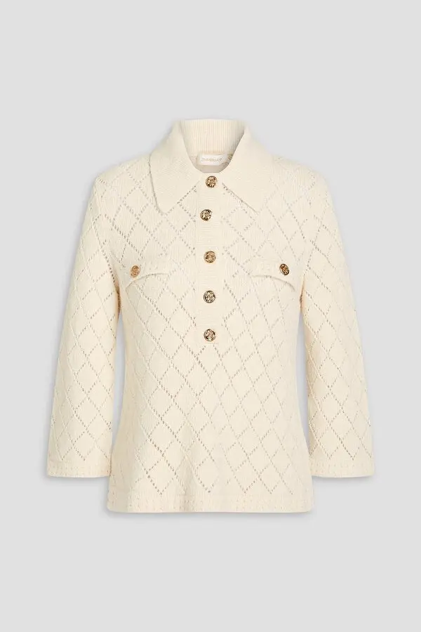 Zimmermann Pointelle-knit Polo Sweater