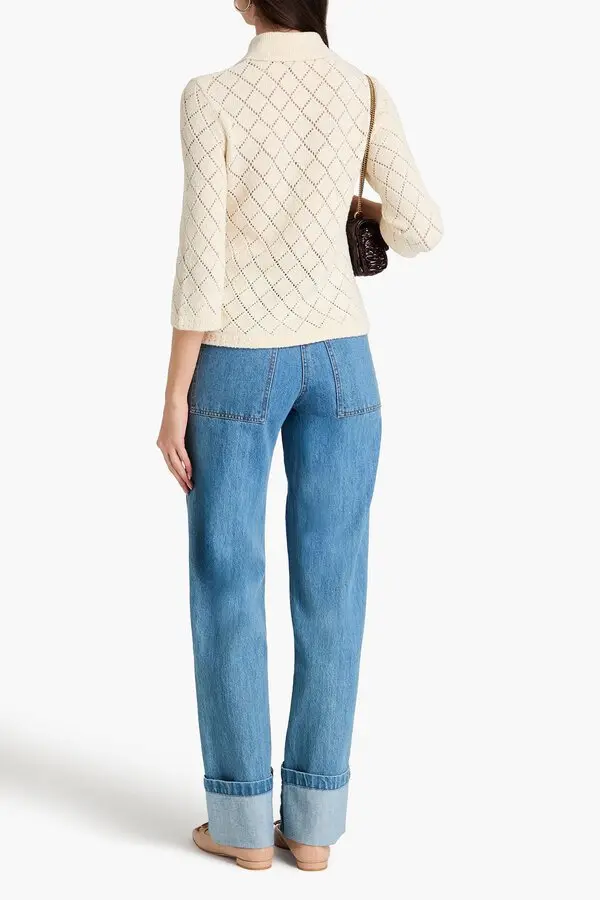 Zimmermann Pointelle-knit Polo Sweater