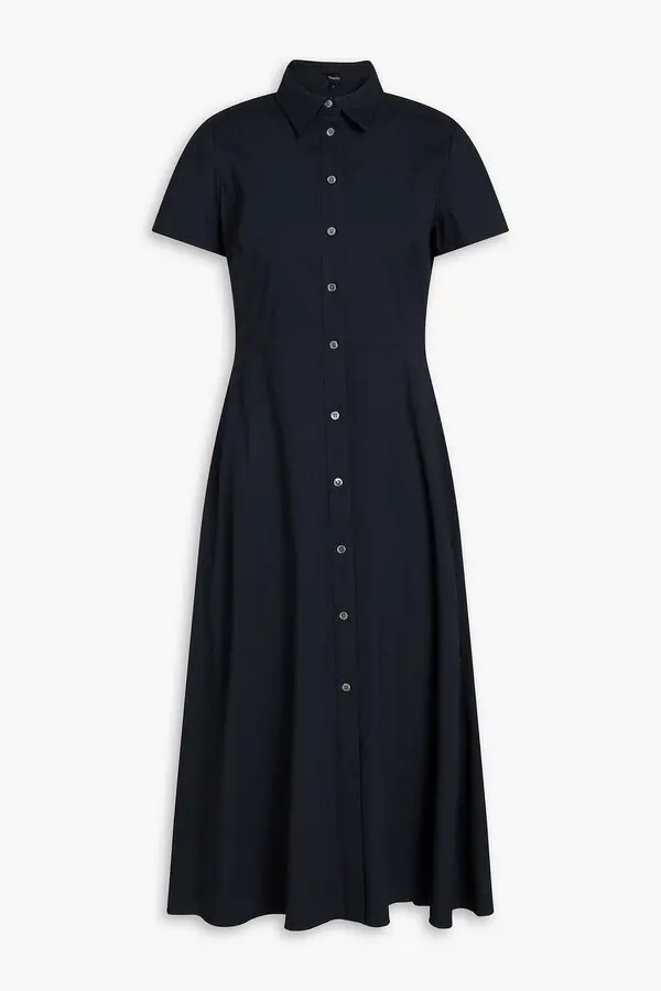 chinese dress ladies Theory Slit Front Black V-Neck Short Sleeve Linen Shift Dress – The Closet  New York main image 0