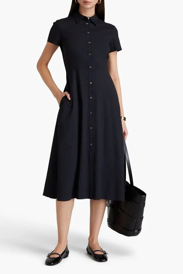 Theory Linen-Blend Midi Shirt Dress - Charcoal - 50% Off | Editorialist
