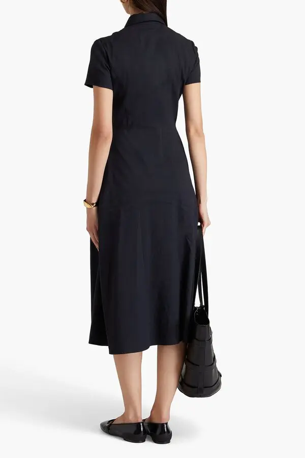 Linen-blend Midi Shirt Dress - Charcoal