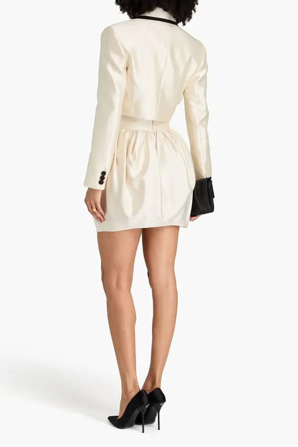 Zimmermann Grosgrain-trimmed Wool And Silk-blend Duchess-satin Mini Skirt