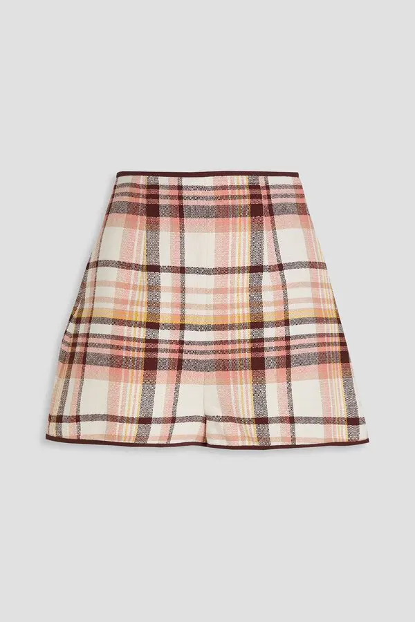 Zimmermann Checked Linen And Cotton-blend Tweed Mini Skirt