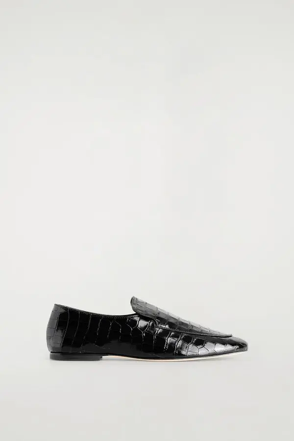 Cos Croc-effect Leather Loafers - Black
