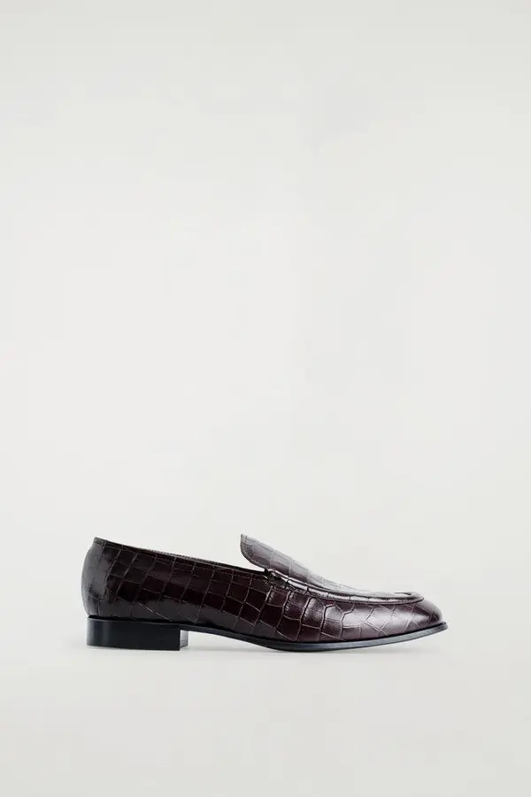 Cos Croc-effect Leather Loafers - Brown