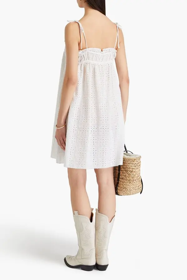 GANNI Ruffled Broderie Anglaise Cotton Coverup