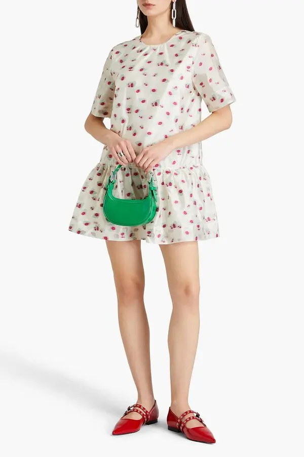 GANNI Embroidered Organza Mini Dress