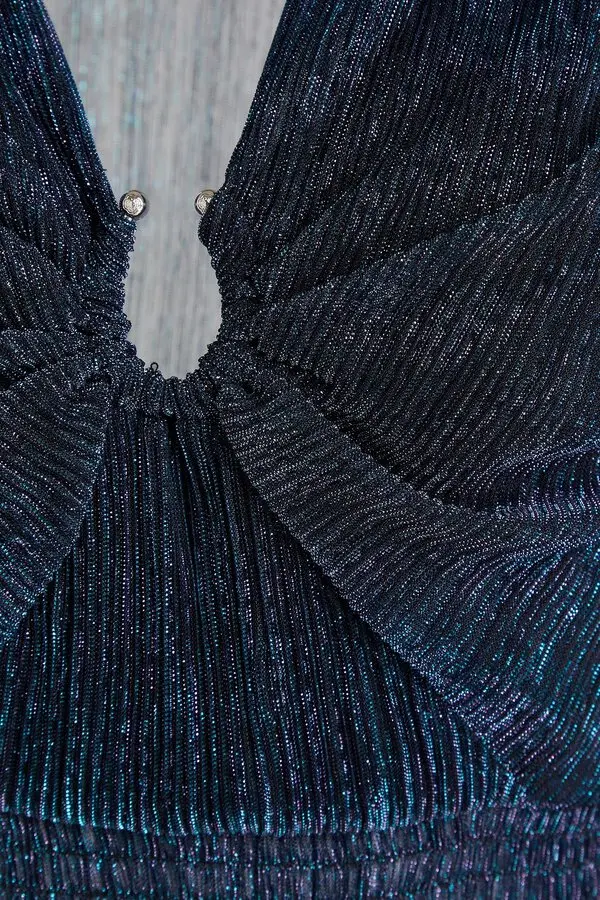 Maje Tiered Lamé Midi Dress