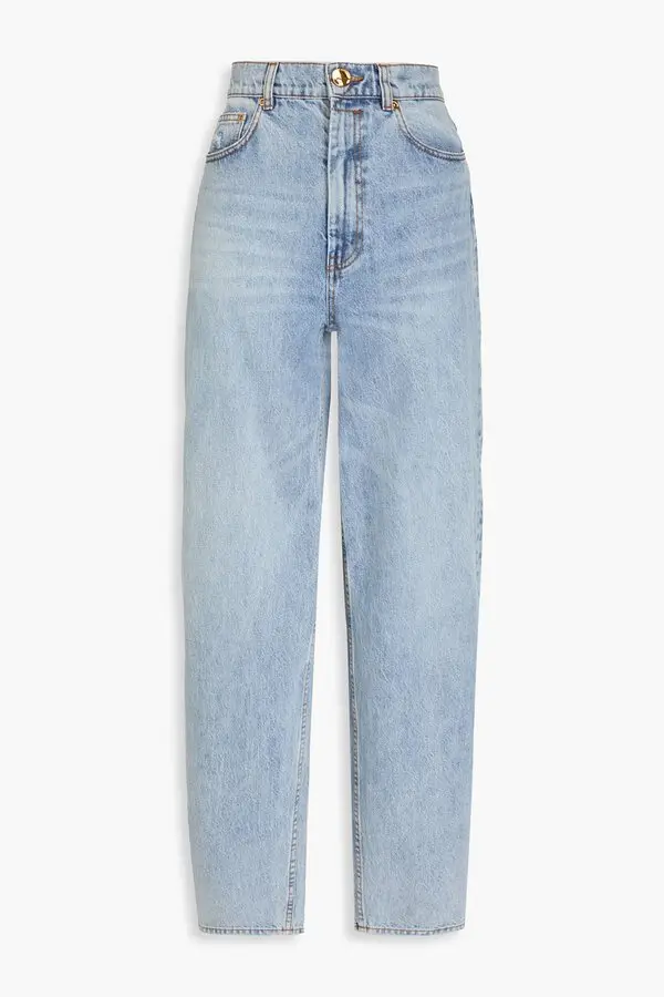 Zimmermann Distressed High-rise Barrel-leg Jeans