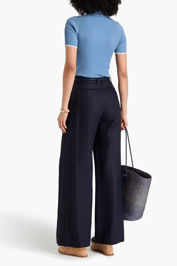 Zimmermann Linen Wide-leg Pants - Navy
