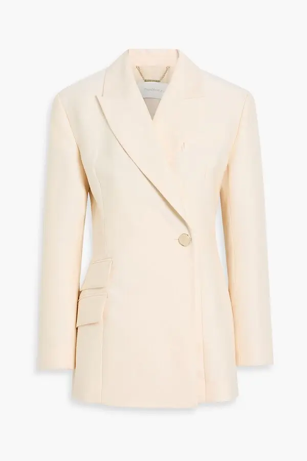 Zimmermann Double-breasted Wool And Silk-blend Blazer - Cream