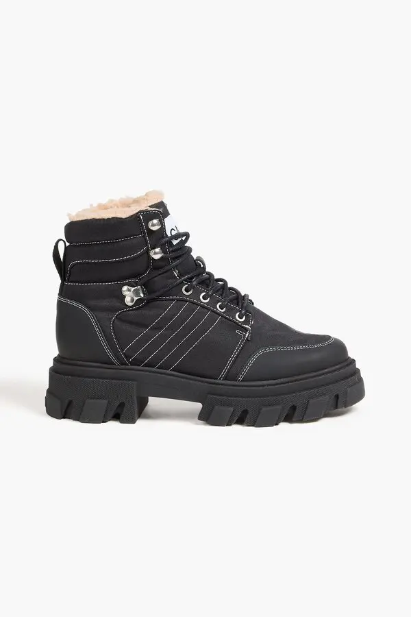 GANNI Quilted Canvas Hiking Boots