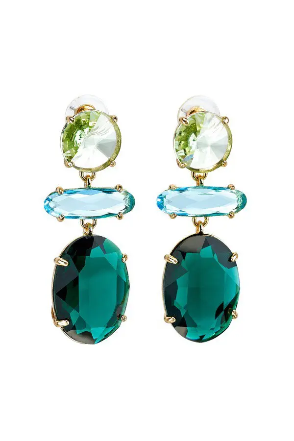 KENNETH JAY LANE Emerald Tri-shape Drop Pierced Earrings - Aqua