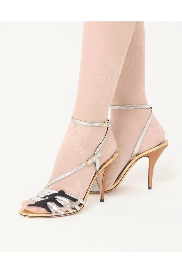 Valentino Garavani Nodine Sandal In Laminated Nappa Leather - Silver