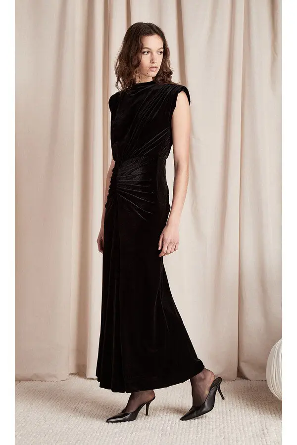 Saylor Nikita Velvet Maxi Dress With Lace