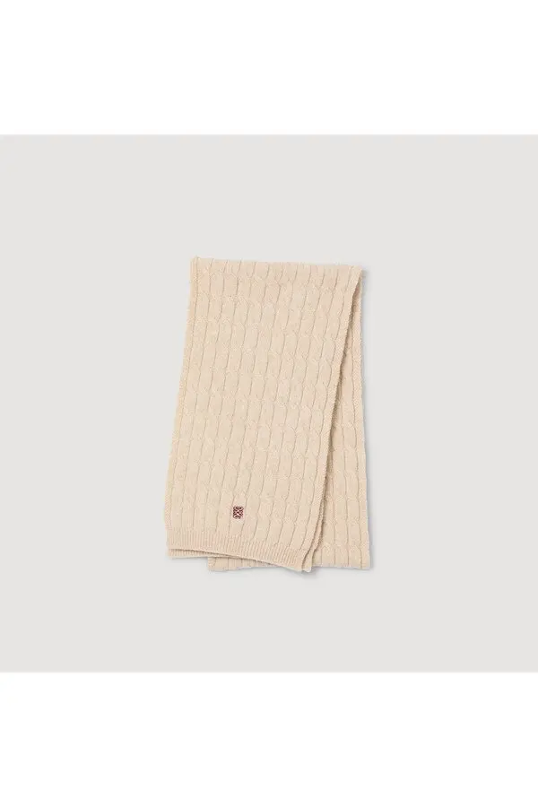 Sandro Wool And Cashmere Scarf - Beige