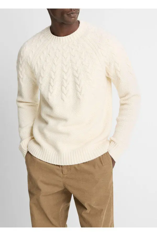Vince Airspun Merino Wool Cable-yoke Sweater